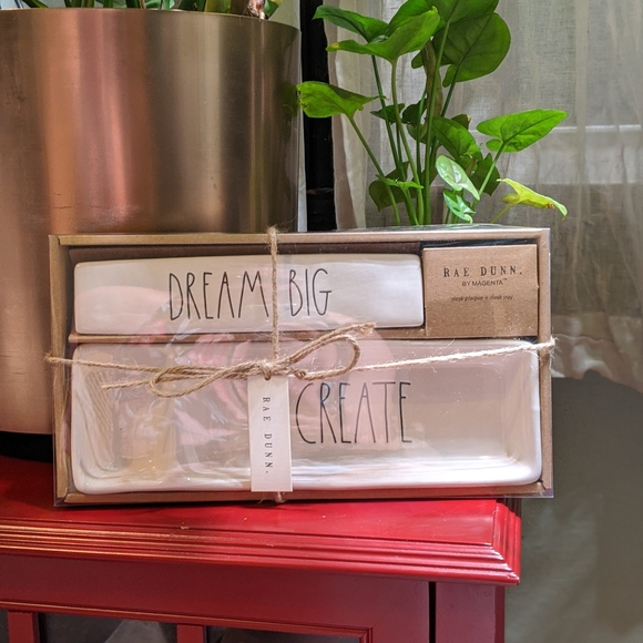Rae Dunn | Office | Rae Dunn Desk Plaque And Tray Dream Big Create ...